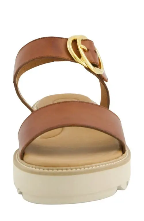 Paul Green Darcy Ankle Strap Platform Sandal - Cognac Leather