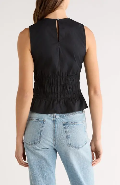 Staud Culver Smocked Sleeveless Top - Black