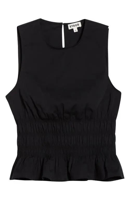 Staud Culver Smocked Sleeveless Top - Black