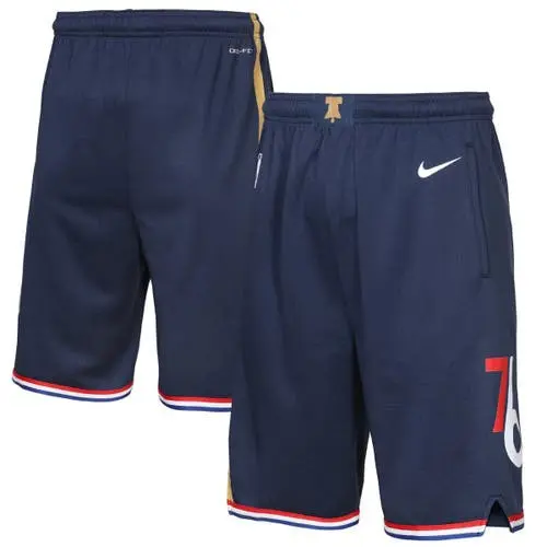 Nike Youth Philadelphia 76ers 2025/26 City Edition Swingman Performance Shorts - Navy