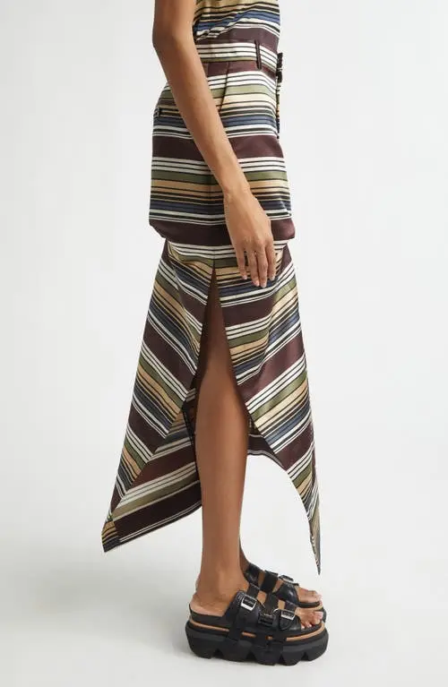 Sacai Striped Satin Midi Skirt