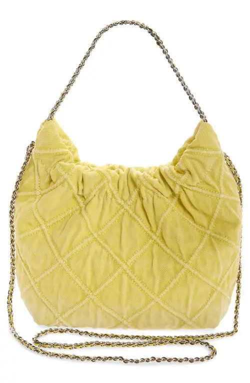 Tory Burch Mini Fleming Quilted Denim Hobo Bag - Yellow