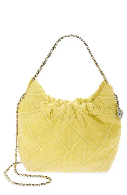 Tory Burch Mini Fleming Quilted Denim Hobo Bag - Yellow