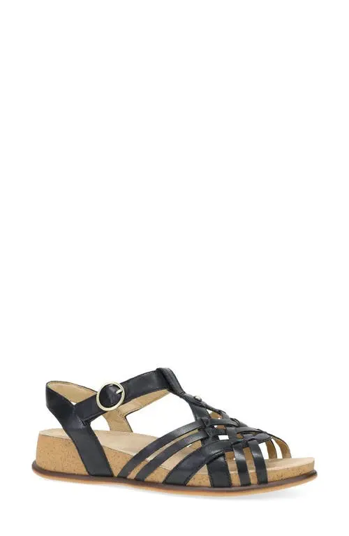 Dansko Slingback Platform Wedge Sandals - Black