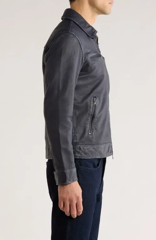 John Varvatos Nicholas Burnished Sheepskin Leather Jacket - Deep Blue