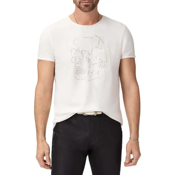 John Varvatos Skull Tiles Raw Edge Graphic T-shirt