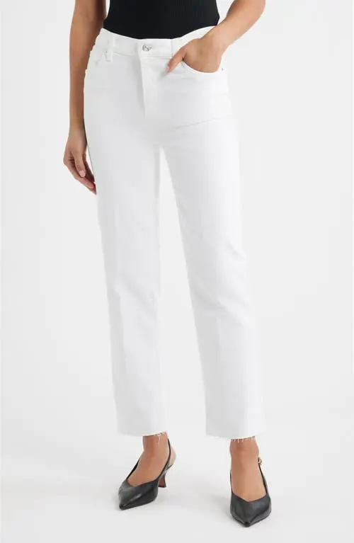 FRAME Le Sleek Raw Hem High Waist Straight Leg Jeans - White Raw After