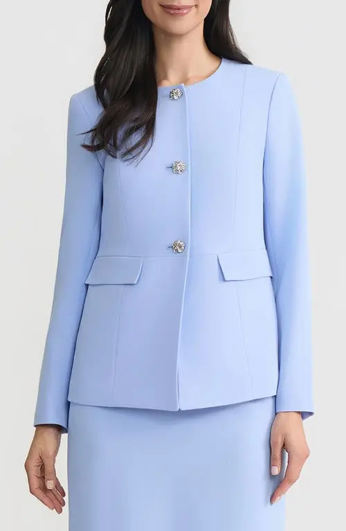KASPER Three-button Peplum Jacket - Paris Bleu