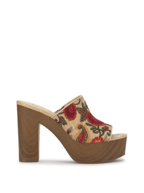 Vince Camuto Shelbie Floral Raffia Platform Slides