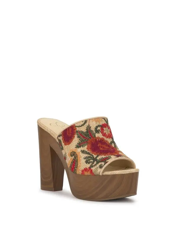 Vince Camuto Shelbie Floral Raffia Platform Slides