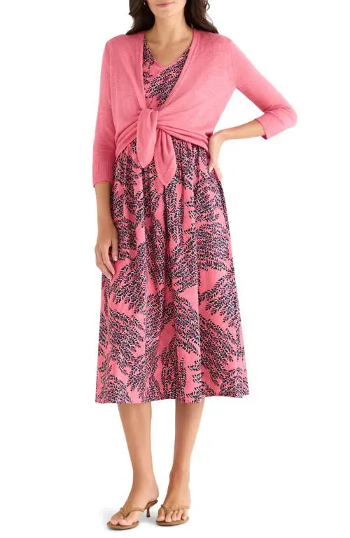 NIC+ZOE Sleeveless Stretch Cotton Midi Dress - Pink Multi