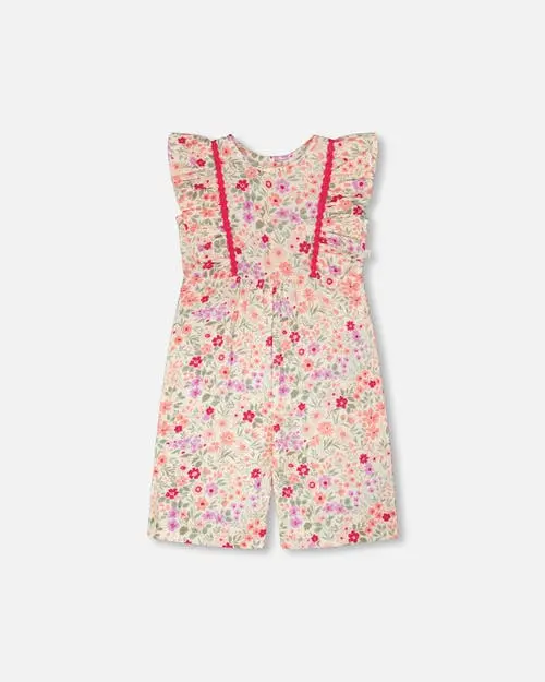 DEUX PAR DEUX Sleeveless Muslin Flowers Jumpsuit - Off White Printed Flowers