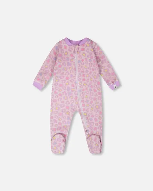 DEUX PAR DEUX Organic Cotton Animal Print One-piece Pyjama - Purple Animal Print