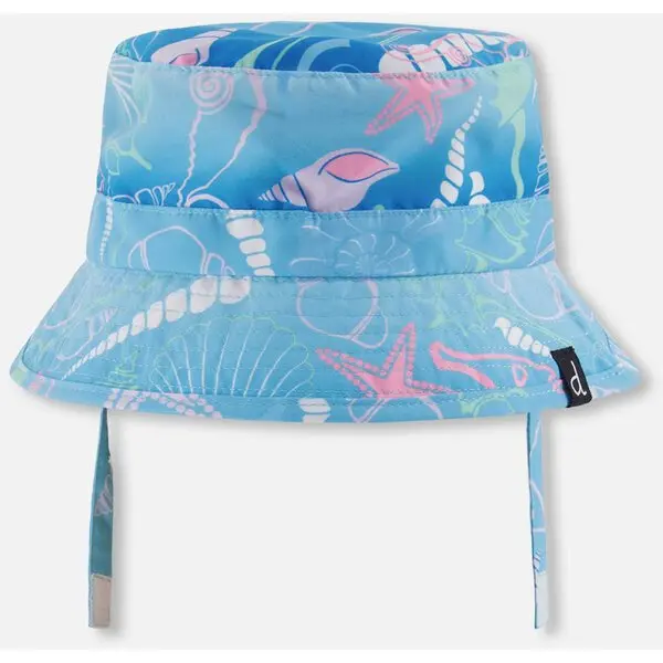 DEUX PAR DEUX Wide Brim Shell Print Hat - Blue Seashell Print