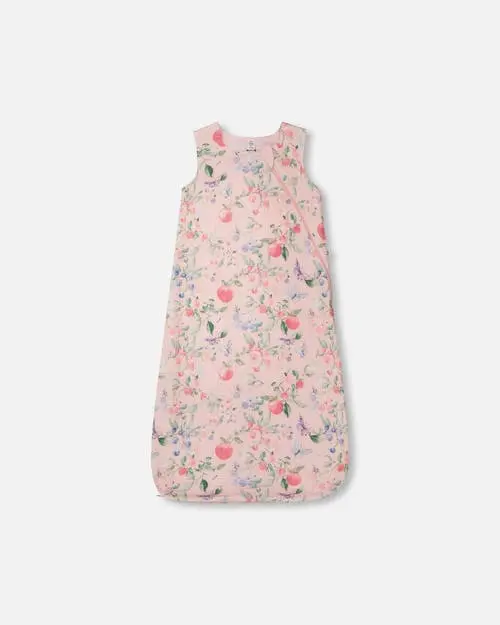 DEUX PAR DEUX Cotton Jersey Muslin Printed Berries Sleep Sack - Pink Printed Berries
