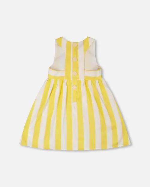 DEUX PAR DEUX Striped Sleeveless Flared Dress - White And Yellow Stripes