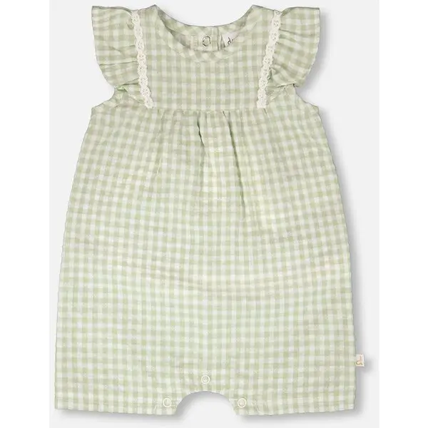 DEUX PAR DEUX Sleeveless Gingham Romper - Green Gingham