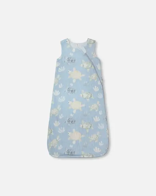 DEUX PAR DEUX Cotton Jersey Muslin Turtle Printed Sleep Sack