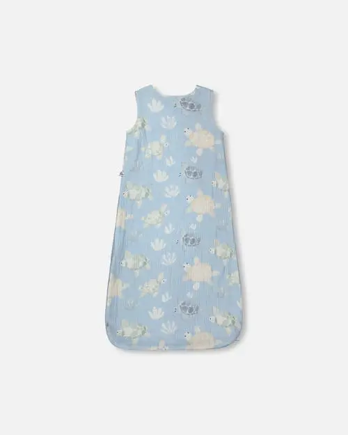 DEUX PAR DEUX Cotton Jersey Muslin Turtle Printed Sleep Sack