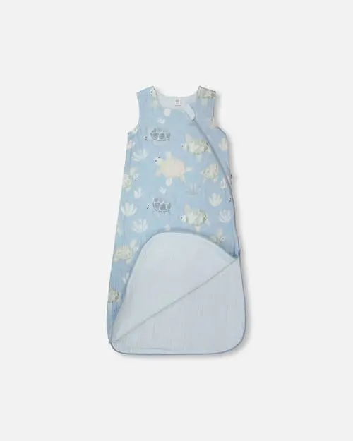 DEUX PAR DEUX Cotton Jersey Muslin Turtle Printed Sleep Sack