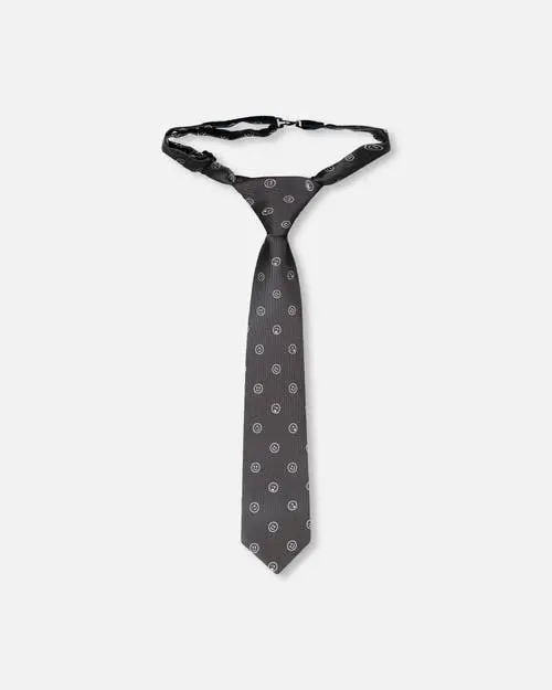 DEUX PAR DEUX Printed Neck Tie - Black Printed Smiles