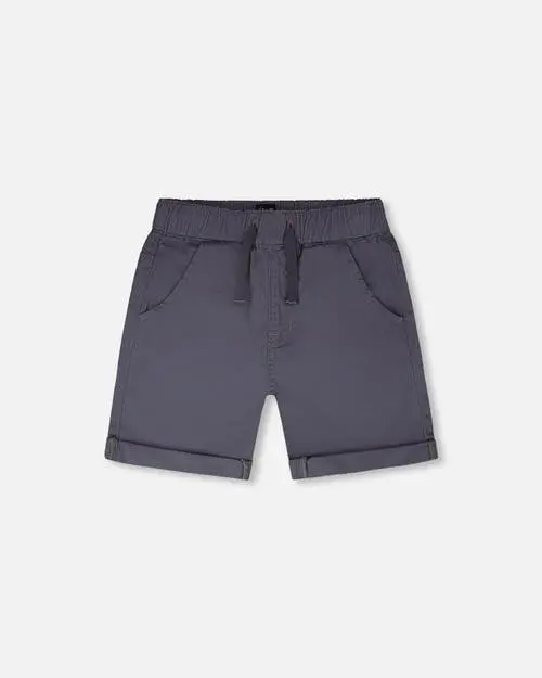 DEUX PAR DEUX Stretch Twill Shorts With Folded Hems - Grey