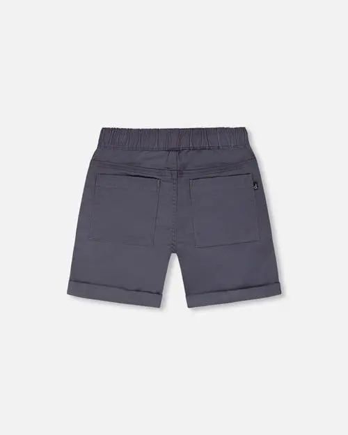 DEUX PAR DEUX Stretch Twill Shorts With Folded Hems - Grey