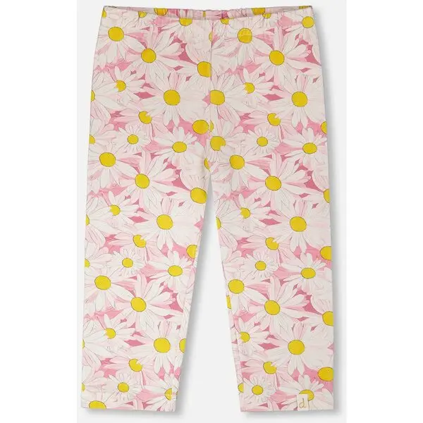 DEUX PAR DEUX Jersey Daisies Capri Leggings - Pink Printed Daisies