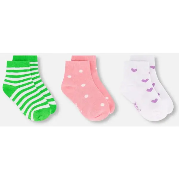 DEUX PAR DEUX Allover Prints Striped Cotton Socks Pack Of 3 - Striped Green