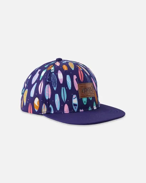 DEUX PAR DEUX Flat Brim Surfboard Cap - Blue Printed Surfboards