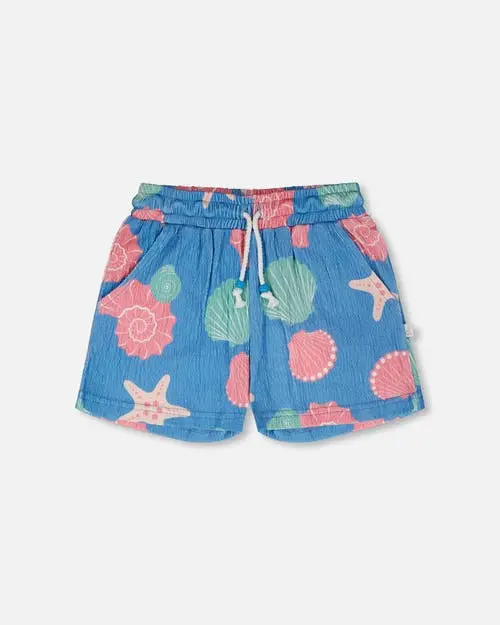 DEUX PAR DEUX Crinkle Jersey Shell Print Shorts