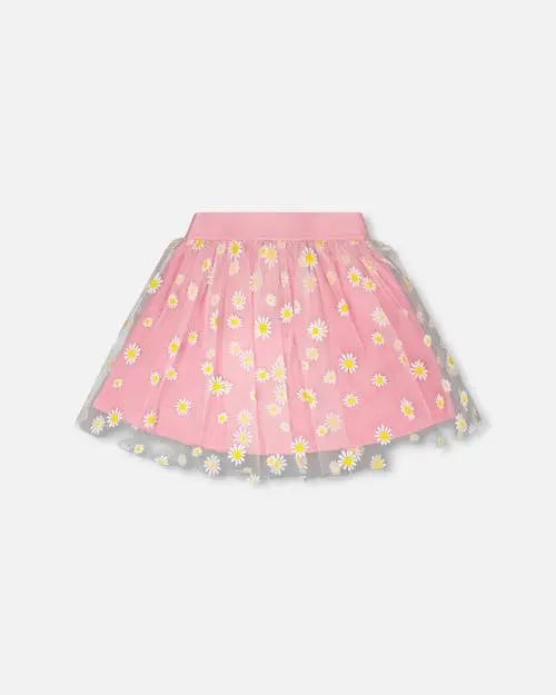 DEUX PAR DEUX Mesh And Crinkle Jersey Flared Skirt