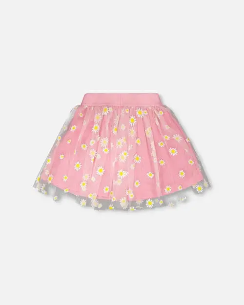 DEUX PAR DEUX Mesh And Crinkle Jersey Flared Skirt