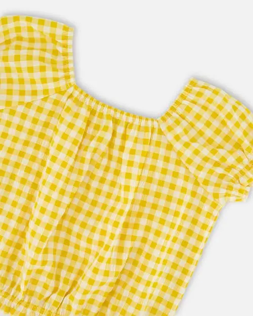 DEUX PAR DEUX Gingham Peasant Top