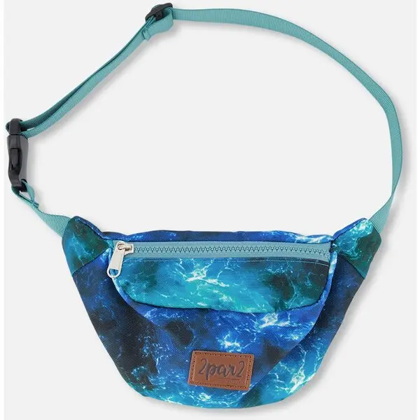 DEUX PAR DEUX Printed Fanny Pack - Blue Wave Print