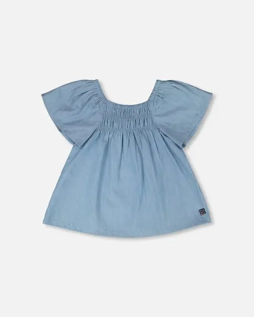 DEUX PAR DEUX Short Sleeve Chambray Top