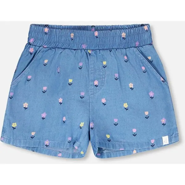 DEUX PAR DEUX Chambray Floral Print Shorts