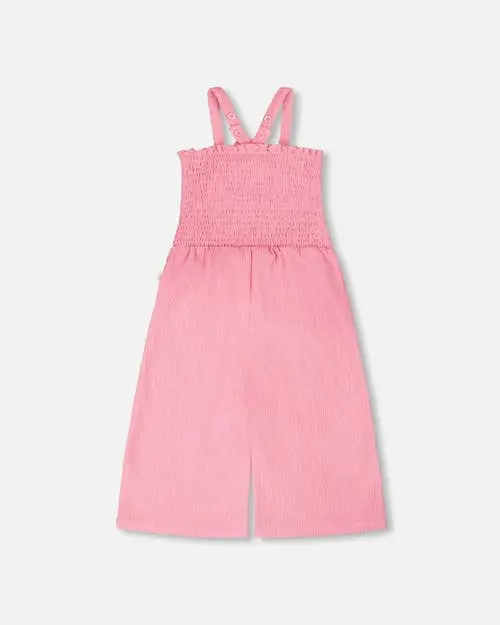 DEUX PAR DEUX Crinkle Jersey Smocking Sleeveless Jumpsuit