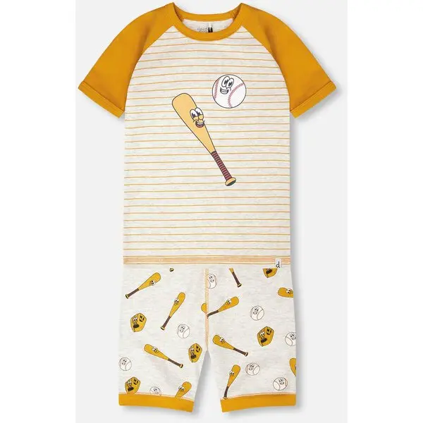 DEUX PAR DEUX Organic Cotton Baseball Two-piece Pyjama Set