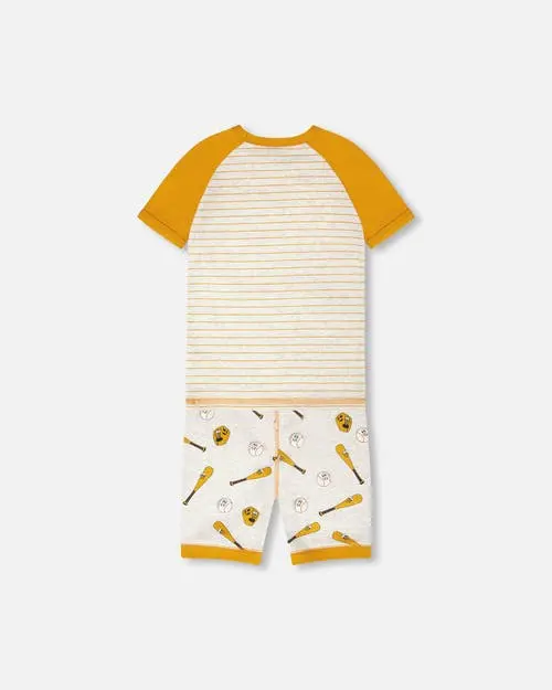 DEUX PAR DEUX Organic Cotton Baseball Two-piece Pyjama Set