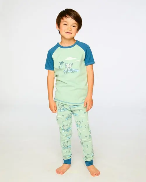 DEUX PAR DEUX Organic Cotton Crocodile Two-piece Pyjama Set