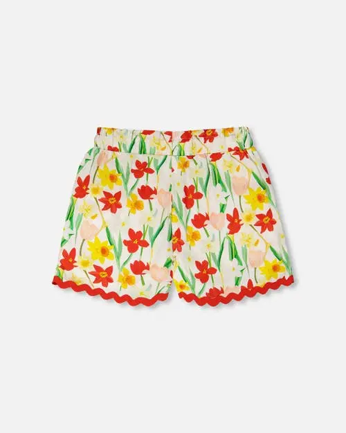 DEUX PAR DEUX Floral Print Viscose Shorts