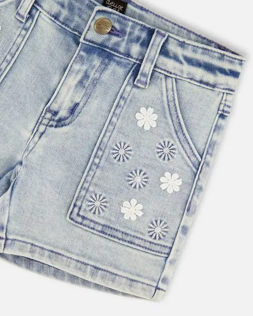 DEUX PAR DEUX Denim Shorts With Daisy Embroidery