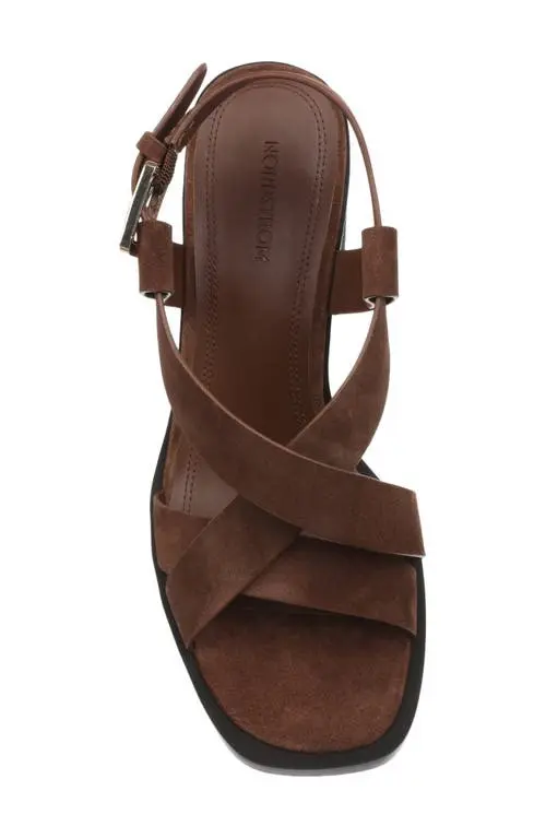 Nordstrom Kalindi Cross Strap Sandal - Brown Brick