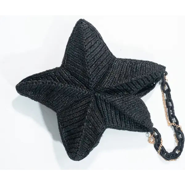 ZANATANY CONCEPTS Star Raffia Bag With Metal Chain