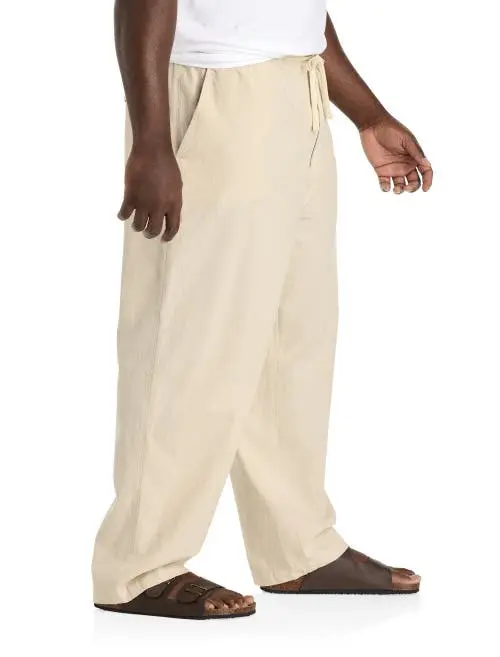 HARBOR BAY BY DXL Big & Tall Linen-blend Loose-fit Beach Pants - Natural