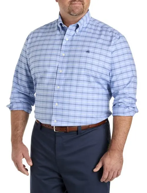 Brooks Brothers Big & Tall Non-iron Check Oxford Sport Shirt - Serenity