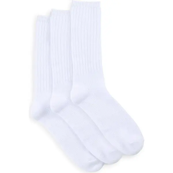 HARBOR BAY BY DXL Big & Tall Extra-wide Crew Socks 3-pack - White
