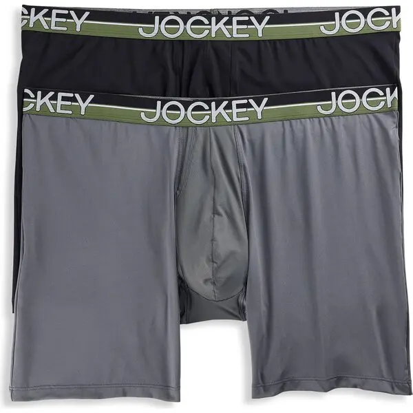 JOCKEY Big & Tall 2-pk Infinite Cool Performance Microfiber Boxer Briefs - Grey Multi