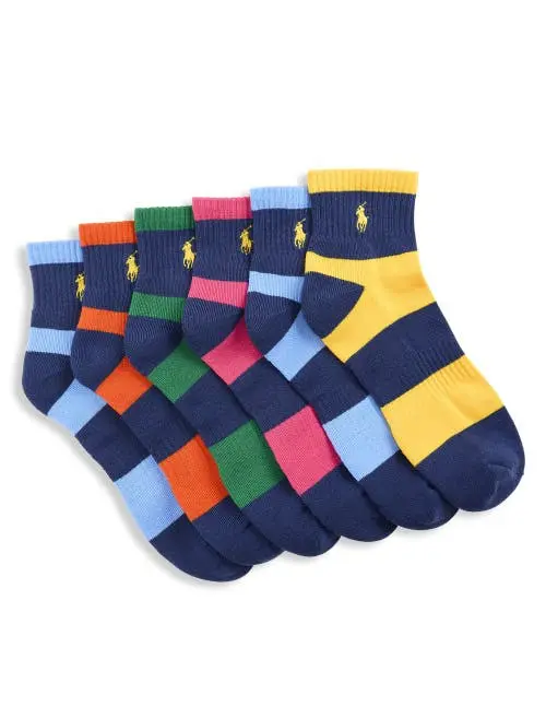 Polo Ralph Lauren Big & Tall 6-pack Rugby Quarter-top Socks - Multi